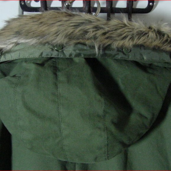 ellos | Jackets & Coats | Ellos Green Cotton Parka Hooded Faux Leather ...